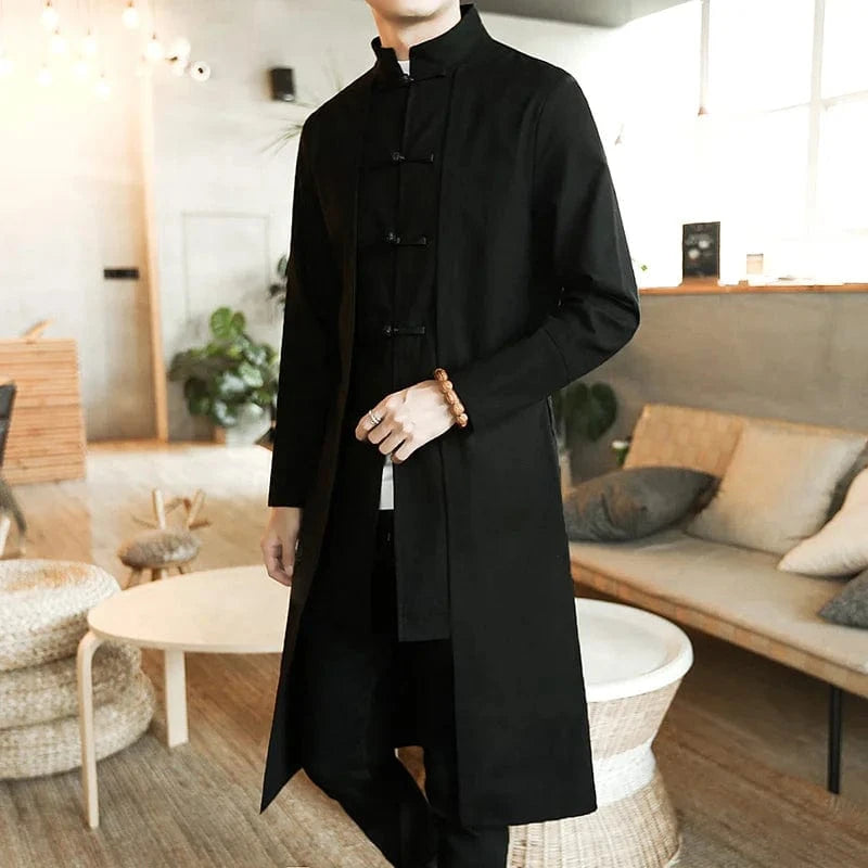 Solid long Tang Dynasty trench jacket – High Street Beast