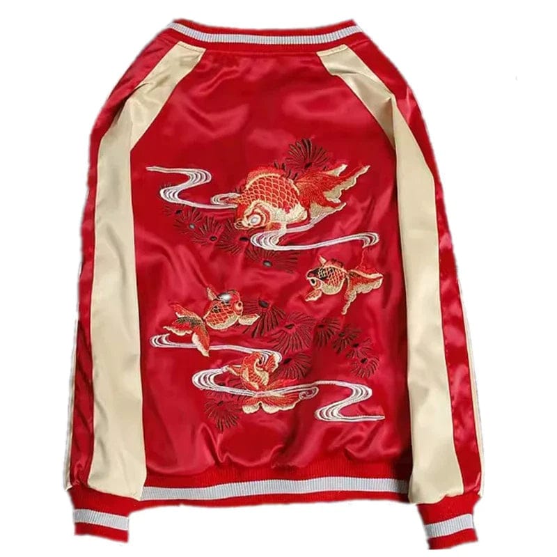 2 sided Premium goldfish sakura sukajan jacket – High Street Beast