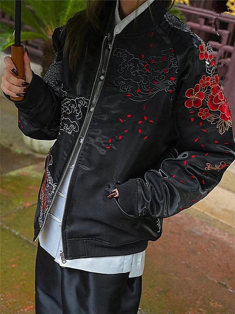 Hyper premium embroidery ghost dragon sukajan jacket – High Street Beast