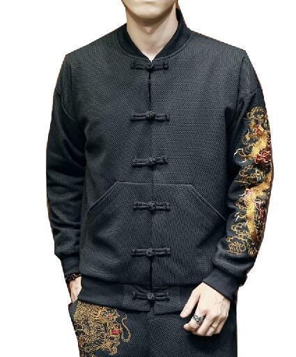 Carbon black Tang Dynasty jacket dragon sleeve – High Street Beast